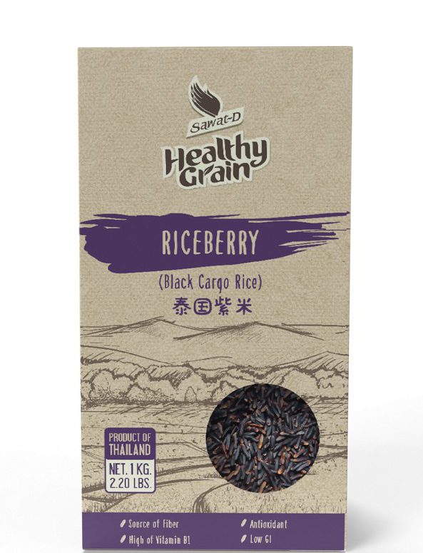 Sawat-D Healthy Grain Riceberry Black Cargo Rice/ Gao Lut Den(1kg) - A ...